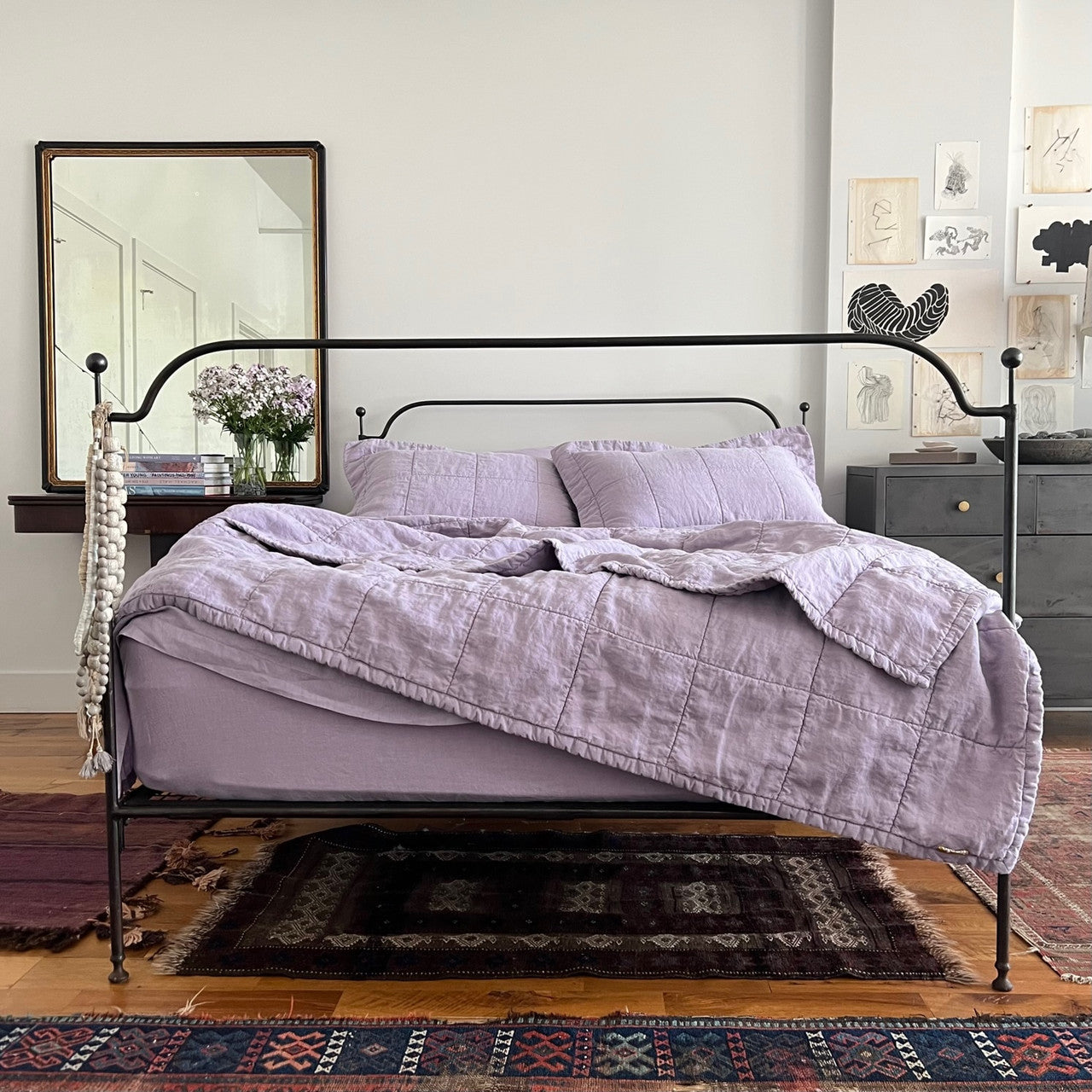 Lavender Quilted Linen Coverlet (TwinXL 70" x 95" / Standard (Cotton ...