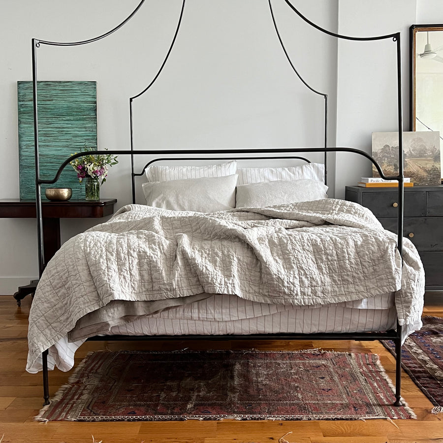 Natural Oatmeal Quilted Linen TwinXL Size Coverlet | Standard Cotton ...